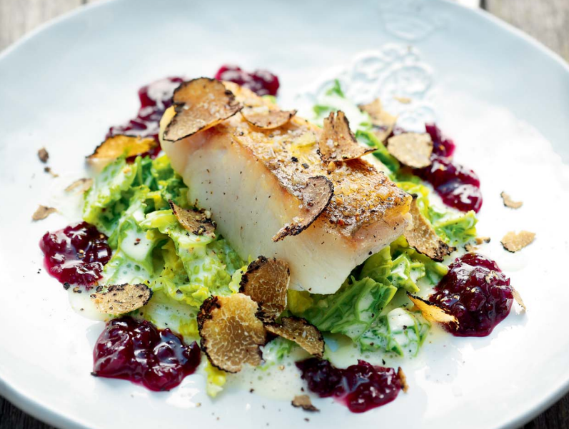 gebratener Zander mit Rahm-Wirsing und Rotwein-Zwieblen | Kenwood Club